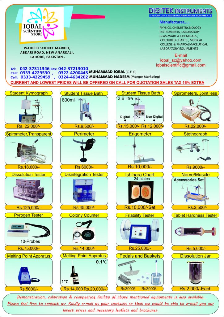 Pharmaceutical Equipments list – Iqbal Scientific Store